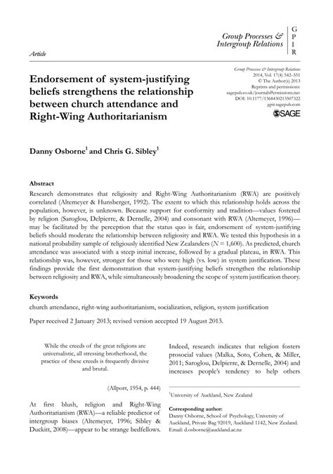 Pdf Endorsement Of System Justifying Beliefs Strengthens The Relationship Between Church
