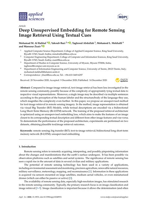 pdf deep unsupervised embedding for remote sensing image retrieval