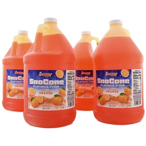 Snappy Orange Sno Cone Syrup Flavored Syrup For Shaved Ice 1 Gallon