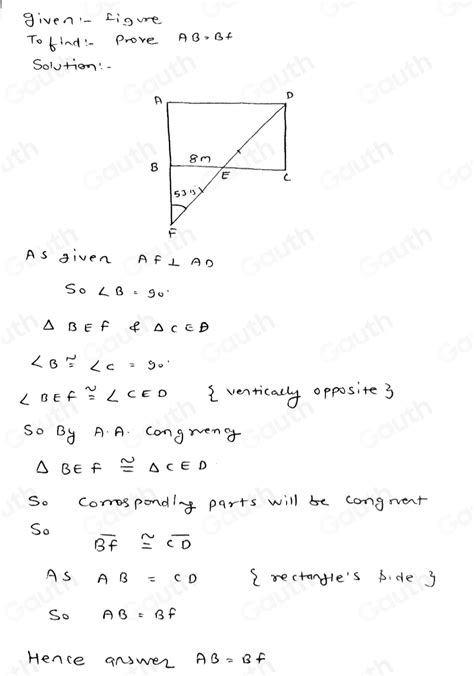 Solved QUESTION The Diagram Below Shows Rectangle ABCD E Is A Point On BC Such That D E