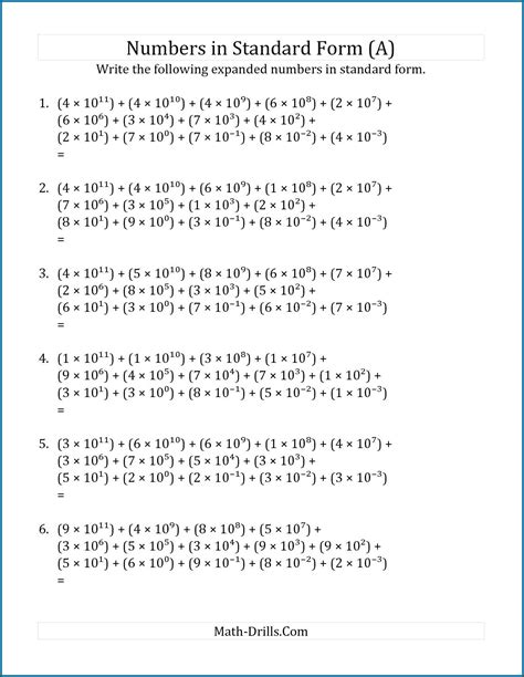 Vertex To Standard Form Worksheet With Answers