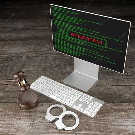 Premium Photo 3d Law Computer Crime Hacking Concept Handcuffs