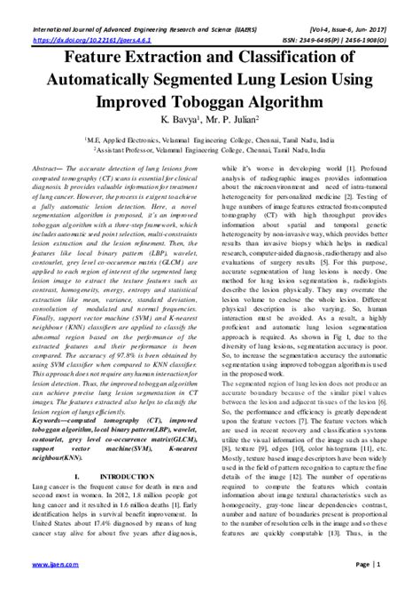 (PDF) Feature Extraction and Classification of Automatically Segmented Lung Lesion Using ...