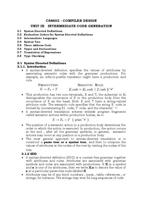 cs8602 unit iii icg nil cs8602 compiler design unit iii