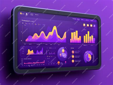 Modern Dashboard With Colorful Charts And Graphs On A Purple Screen