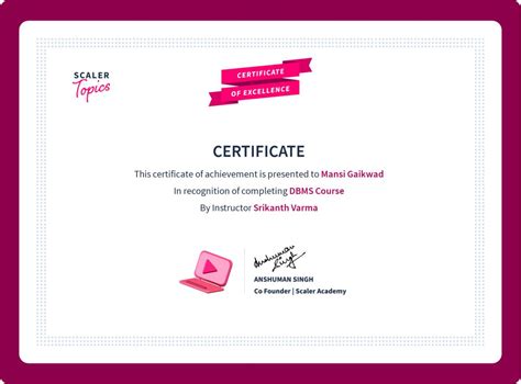 I Have Completed Dbms Course On Scaler Topics Mansi G