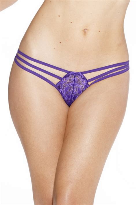 Purple Strappy Lace Thong Spicy Lingerie