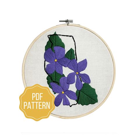 Illinois State Flower Embroidery Pattern Violet Diy Instant Download