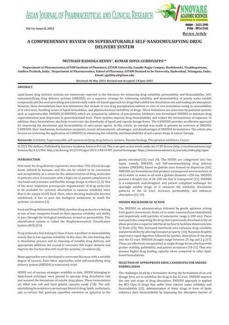 Pdf A Comprehensive Review On Supersaturable Self Nanoemulsifying Drug Delivery System