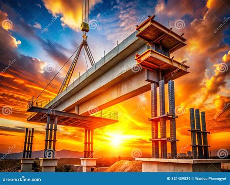 Massive Steel Beam Foundation Column Erection A Powerful View Of Industrial Construction Stock