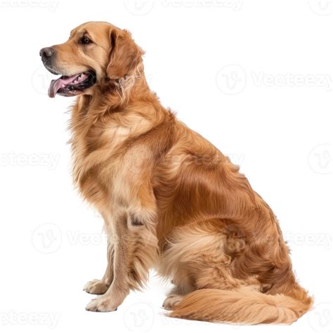 Golden Retriever Sitting Side View