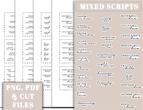 Mixed Scripts Minimal Planner Stickers Journal Stickers Functional