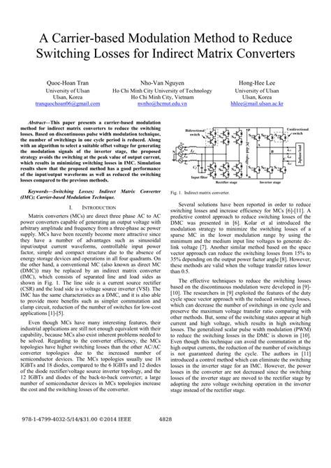 Pdf A Carrier Based Modulation Method To Reduce Switching Losses For