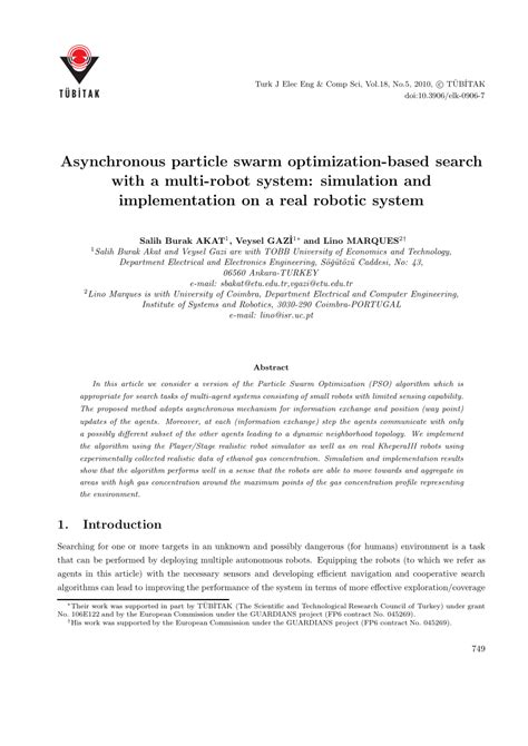 Pdf Asynchronous Particle Swarm Optimization Based Search With A Multi Robot System