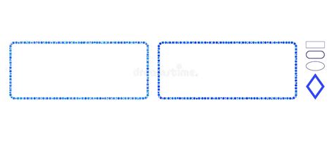 Rounded Rectangle Frame Vector Mesh Carcass Model And Triangle Mosaic