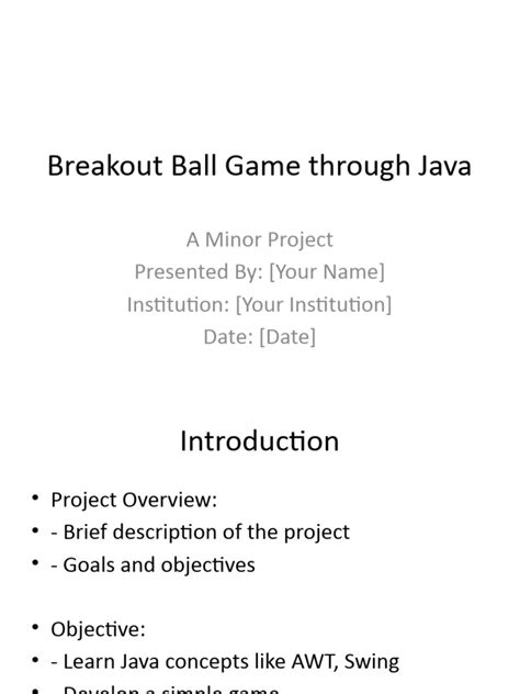 Breakout Ball Game Project Presentation Pdf