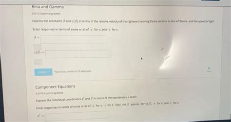 Solved H Lorentz Transformation A Bookmarkthis Page In
