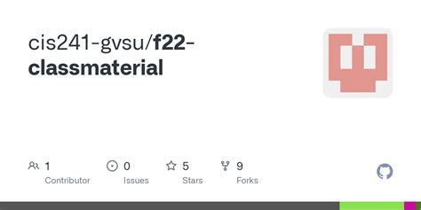 Github Cis241 Gvsuf22 Classmaterial