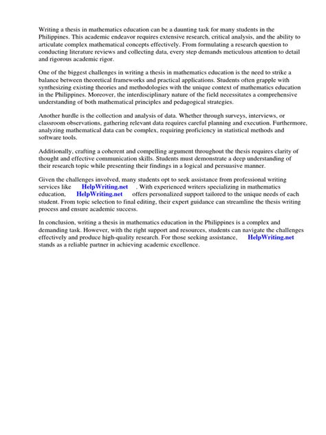 Thesis In Mathematics Education In The Philippines Pdf Mathematics Methodology