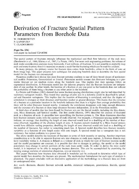 Pdf Derivation Of Fracture Spatial Pattern Parameters From Borehole