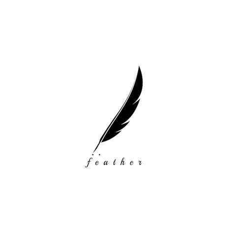 깃털 펜 쓰기 서명 로고 템플릿 응용 프로그램 아이콘 프리미엄 벡터