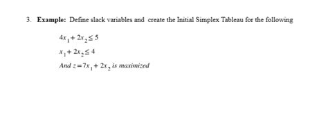 Solved Example Define Slack Variables And Create The