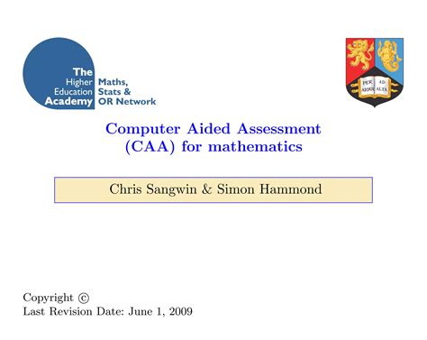 Computer Aided Assessment Caa For Mathematics Ppt