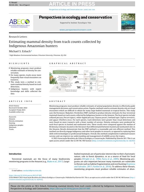 Pdf Estimating Mammal Density From Track Counts Collected By Indigenous Amazonian Hunters