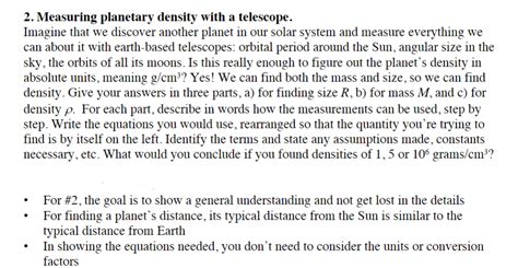 Solved 2 Measuring Planetary Density With A Telescope