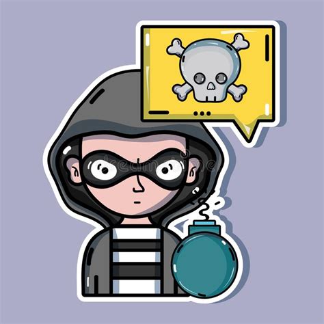 person hacker to programmer virus in the system stock vector
