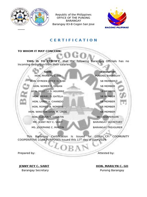 Salary Loan Certification Pdf