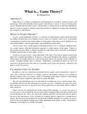 Understanding Game Theory: Classification and Strategies | Course Hero