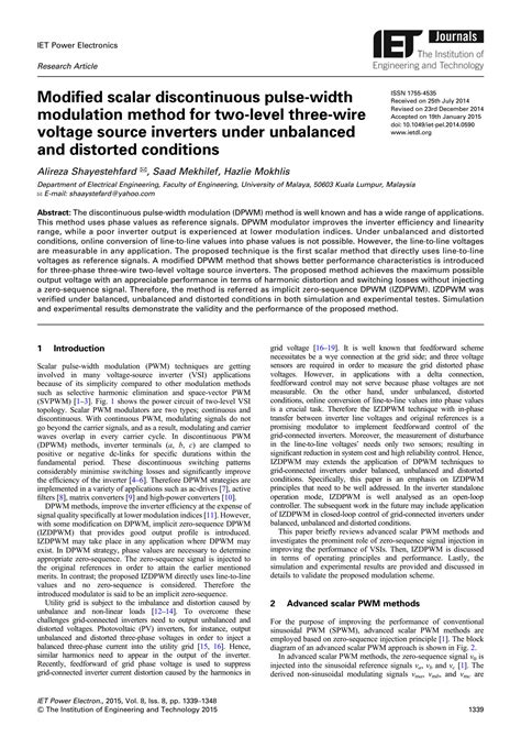 solution 2015 565 modified scalar discontinuous pulse width modulation