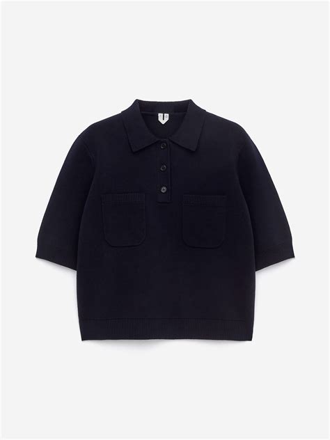 Cotton Polo Shirt Dark Blue Women Arket Gb