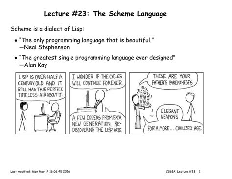 [ppt] lecture 23 the scheme language scheme is a dialect of lisp