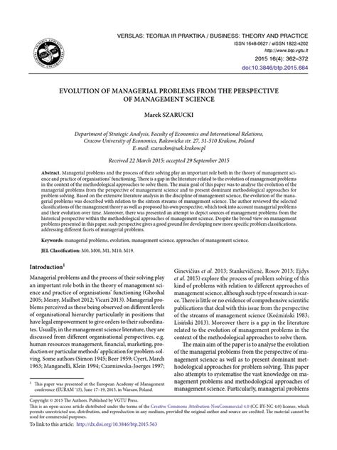 Texto 4 Evolution Of Managerial Problems From The Perspective Of Management Science Download