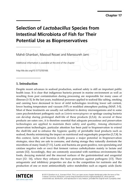 Pdf Selection Of Lactobacillus Species From Intestinal Microbiota Of