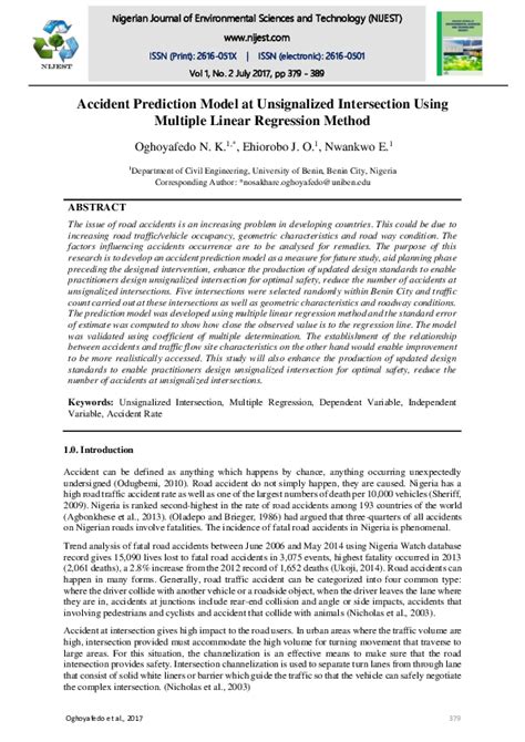 pdf accident prediction model at unsignalized intersection using