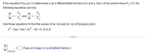 Solved If The Equation F X Y Z Determines Z As A Chegg