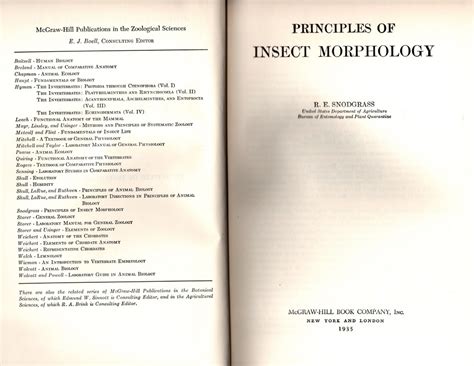 Principlels Of Insect Morphology By R E Snodgrass Cloth No Jacket
