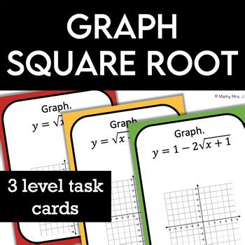 Graphing Square Root Functions Practice Task Card Activity Levels