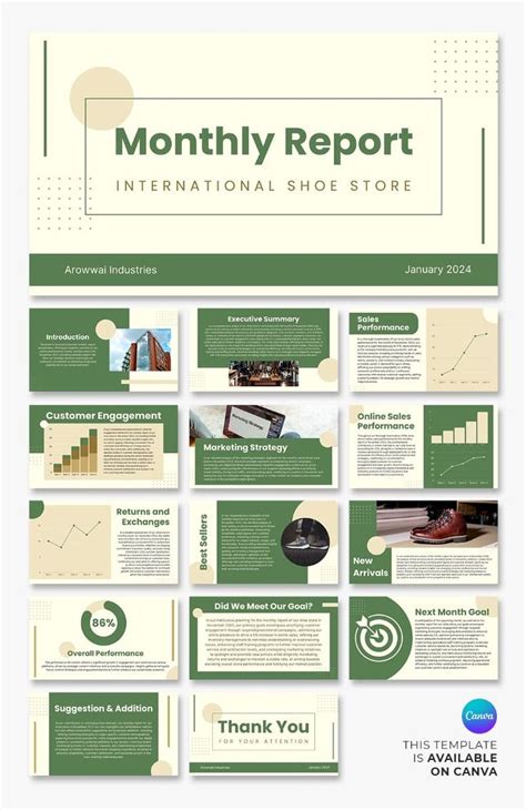 International Shoe Store Monthly Report Ppt Design Ideas For A Modern