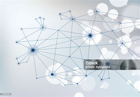 분자 및 통신 기하학적 3d 메쉬 배경 흐리게 초점을 맞춘 둥근 빛의 텍스처 벡터 추상 가상 입자 구조입니다 A4 용지에 대한 스톡 벡터 아트 및 기타 이미지 Istock