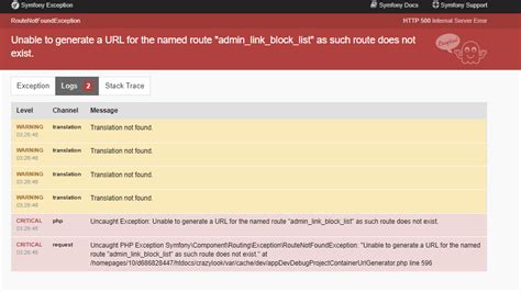 Erreur Unable To Generate A Url For The Named Route Adminlinkblock