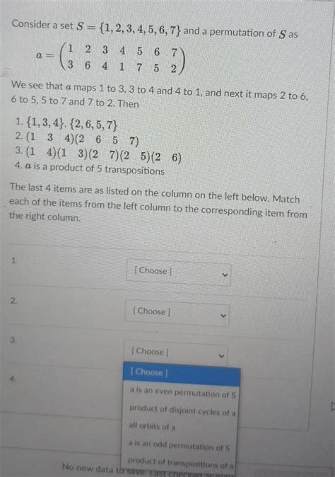 Solved Consider A Set S {1 2 3 4 5 6 7} And A Permutation