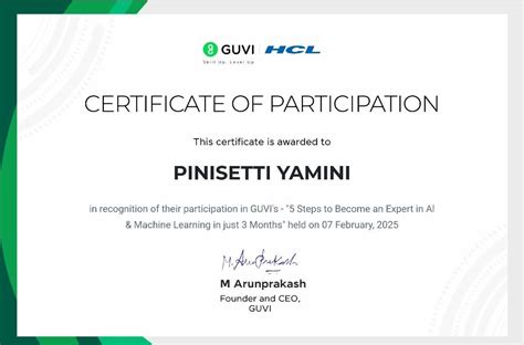 Ai Machinelearning Guvi Hcl Learningjourney Techgrowth Yamini