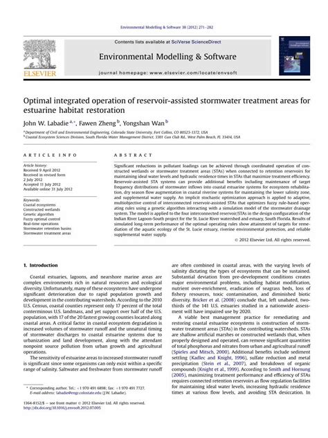 Pdf Optimal Integrated Operation Of Reservoir Assisted Stormwater