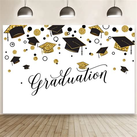 황금 학사 모자 축하 파티 배경 졸업 시즌 장식 비닐 만화 배경 사진 부스 포스터 Aliexpress