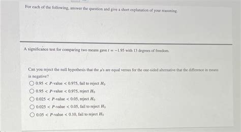 Solved For Each Of The Following Answer The Question And