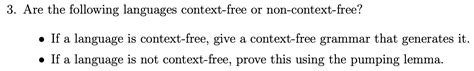 Solved 3 Are The Following Languages Context Free Or